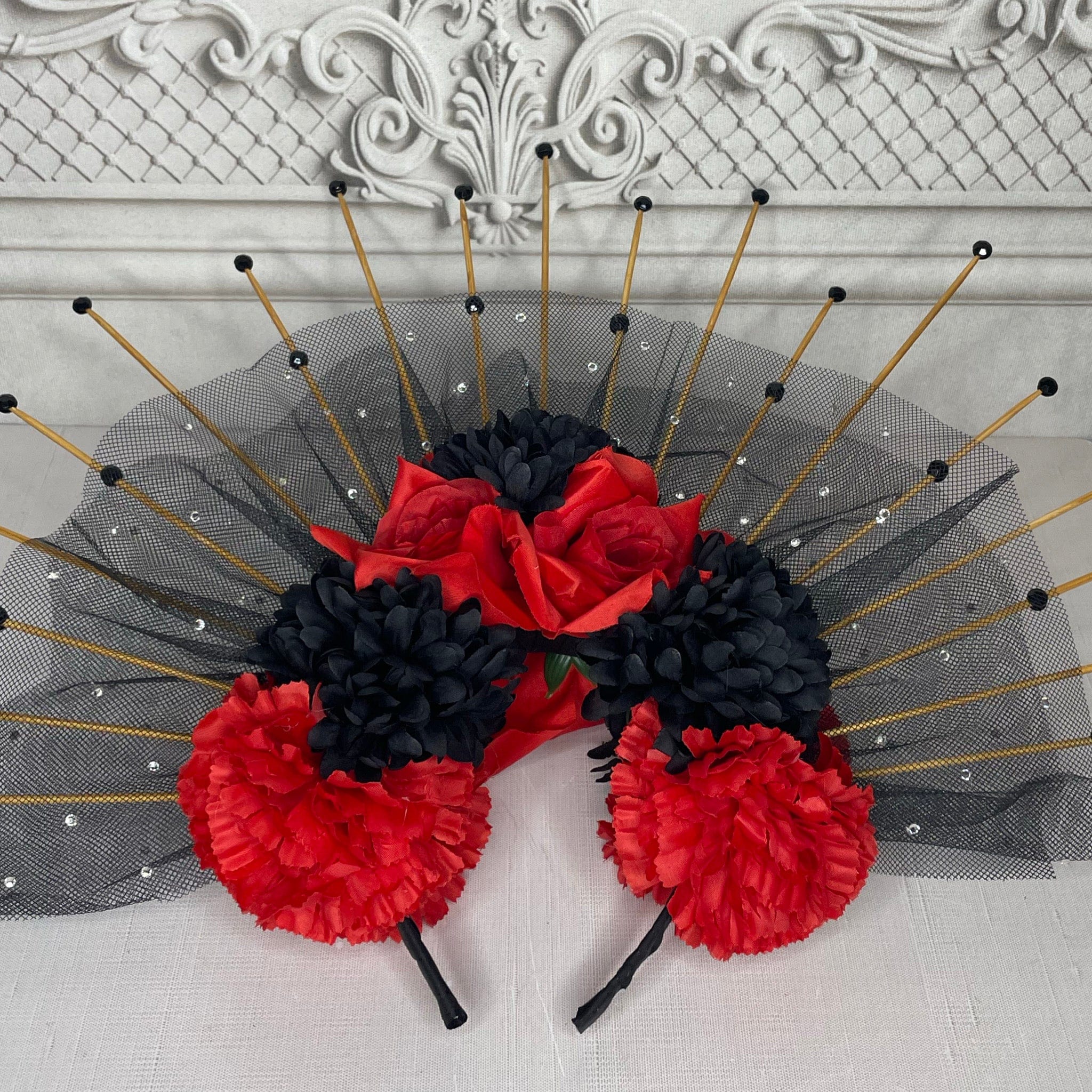 Day of the Dead Headpiece Veiled Crown – Camelia Mexican Boutique