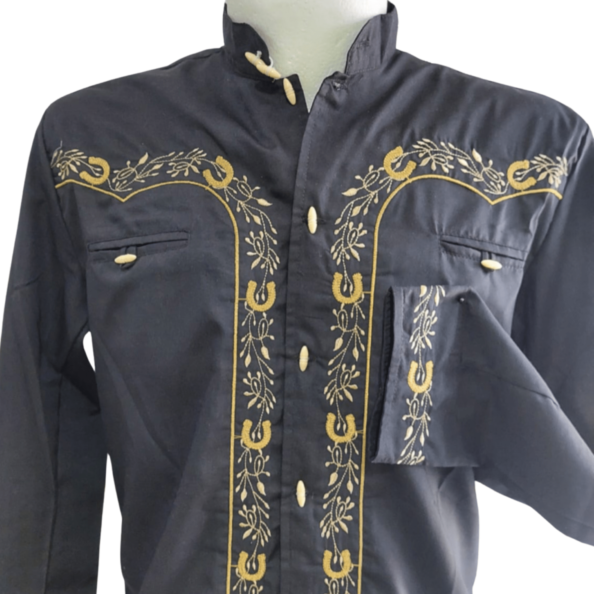 Men's Mexican Western Horse Shoe Charro Shirt – Camelia Mexican Boutique