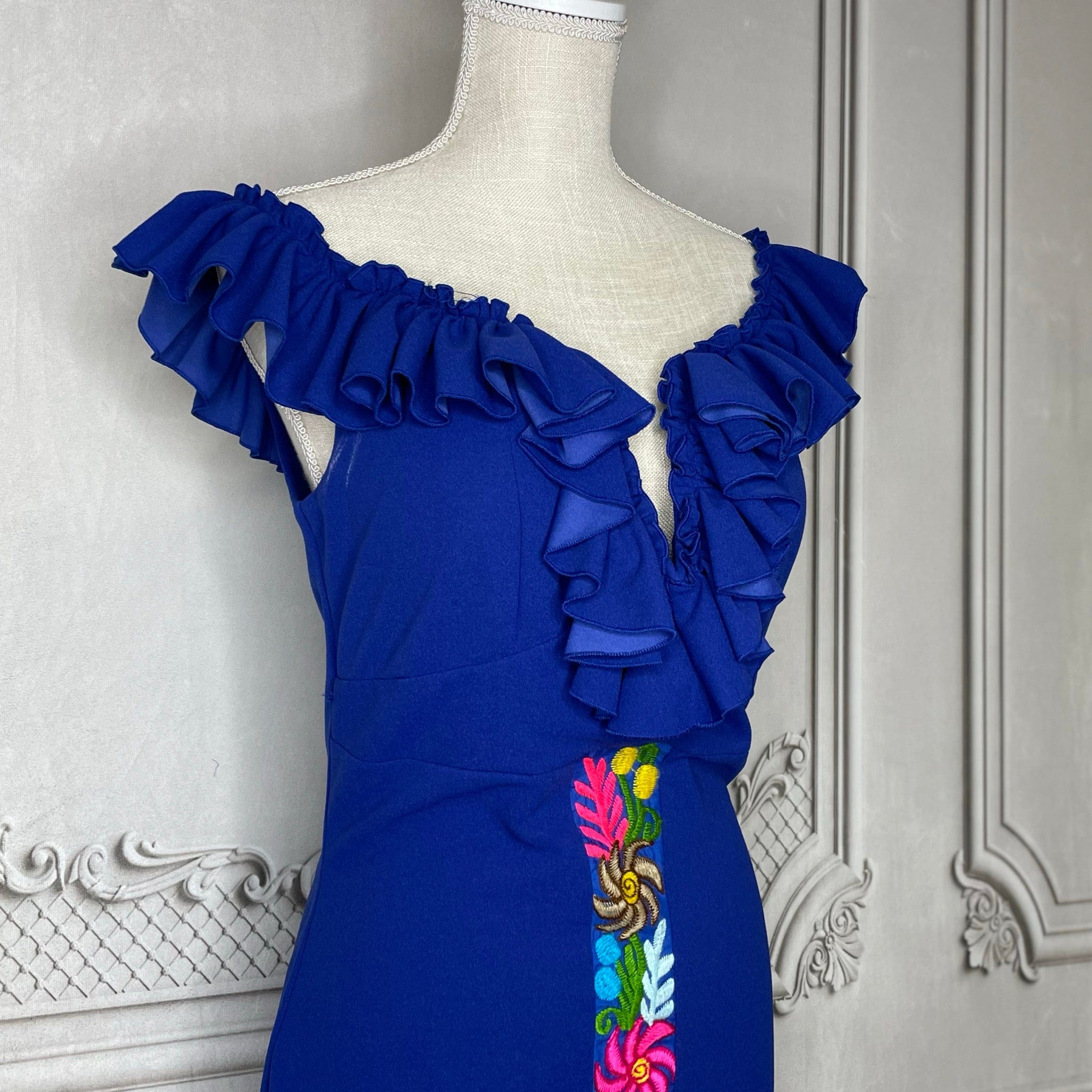 Mexican Off Shoulder Evening Dress with Ruffles – Camelia Mexican Boutique